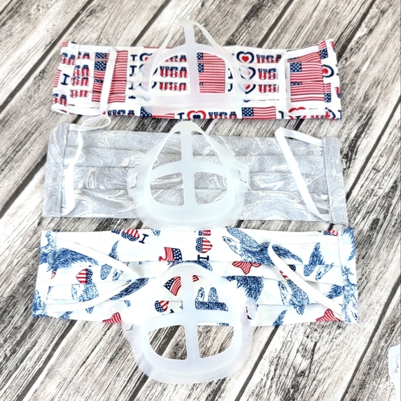 Accessories | 3 Handmade Face Mask With 3 Face Brackets Bundle | Poshmark